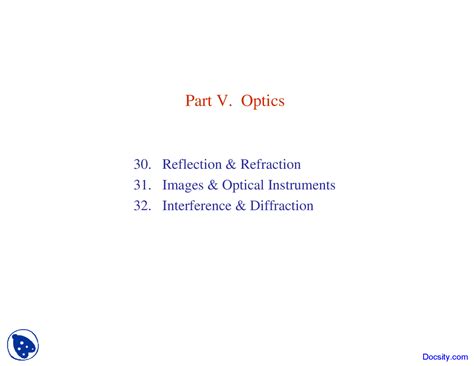 Reflection And Refraction General Physcis Lecture Slides Docsity