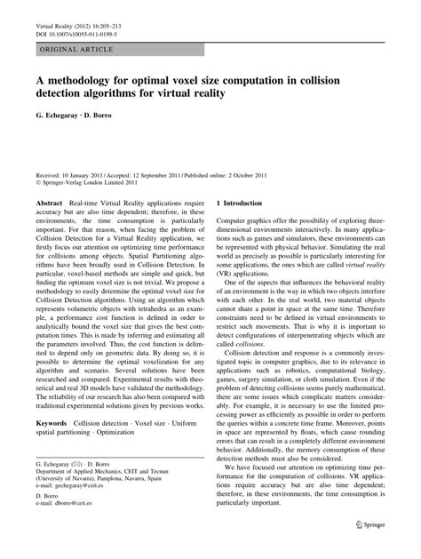 Pdf A Methodology For Optimal Voxel Size Computation In Collision