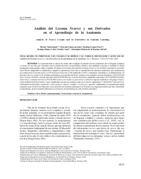 Pdf Análisis Del Lexema Neur O Y Sus Derivados En El Aprendizaje De