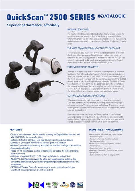 Qw2520 Bkk1s Datalogic Quickscan Qw2520 Kit 2d Vga Image