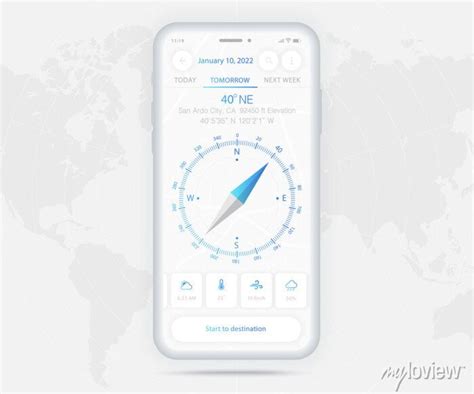 Compass App Ui Ux Gui Concept Map Gps App On Screen Smartphone Posters For The Wall Posters