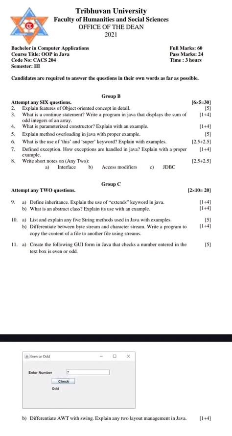 Bca Third Semester Oop In Java Old Questions Bca Nepal