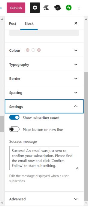 how to add include a subscribe button option to blog posts and pages in