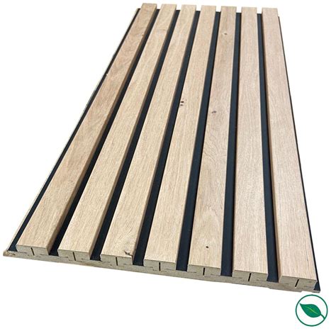 Lot De 2 Demi Panneaux Mural Décoratif Lamelles Mdf Chêne Clair Fond