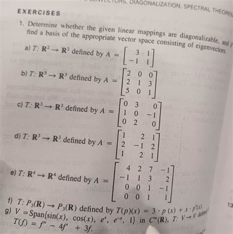 Solved Exercisesdetermine Whether The Given Linear Mappings