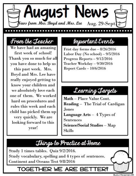 Monthly Newsletter For Teachers