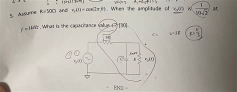 solved assume r 50Ω ﻿and vs t cos 2πft ﻿when the