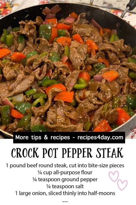 Crock Pot Pepper Steak Lots Of Flavor Tasty Recipes