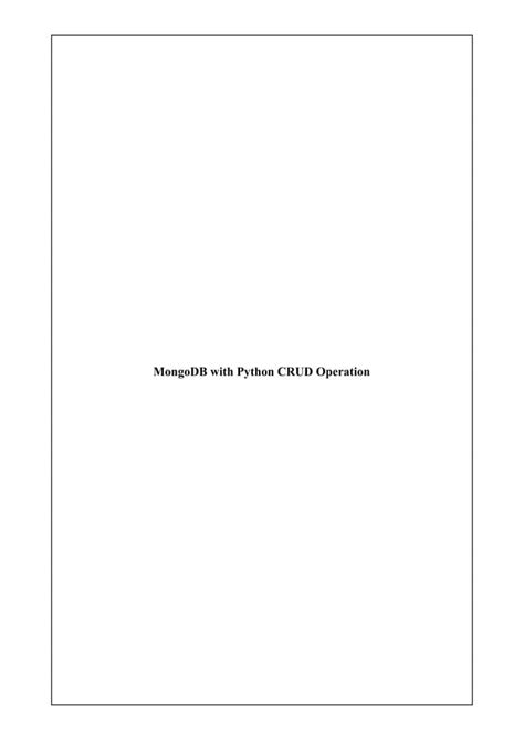 Mongo Db With Python Crud Operation Pdf