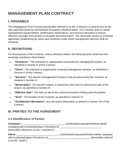 Management Plan Contract Template Fill Out And Sign Online Dochub