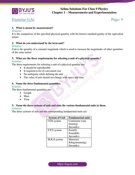Solution Selina Solutions For Class 9 Physics Chapter 1 Measurements