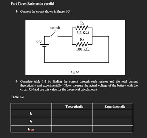 Solved Part Three Resistors In Parallel Connect The Chegg Com