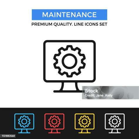 벡터 유지 관리 아이콘입니다 수리 업데이트 구성 기술 지원 개념 프리미엄 품질의 그래픽 디자인 현대 징후 개요 기호 간단한 얇은 라인 아이콘 세트 데스크탑 컴퓨터에 대한