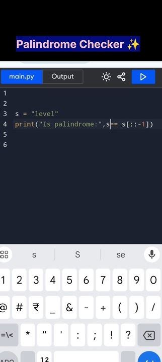 Palindrome Checker In One Line😯 Python Strings Logic Coding Trending Code Viralvideo