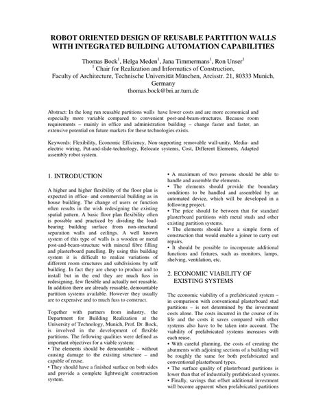 Pdf Robot Oriented Design Of Reusable Partition Walls With Integrated