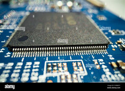 Cpu Electrons Motherboard Closeup Circuit Board With Electrons