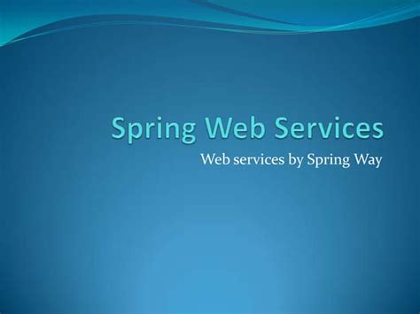 Spring Web Services Ppt