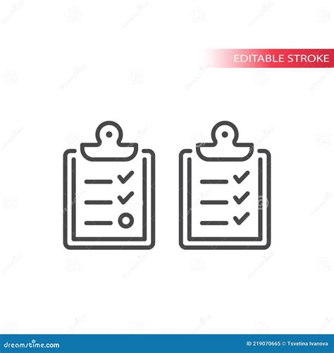 Clipboard Checklist Line Vector Icon Stock Vector Illustration Of Report Editable 219070665