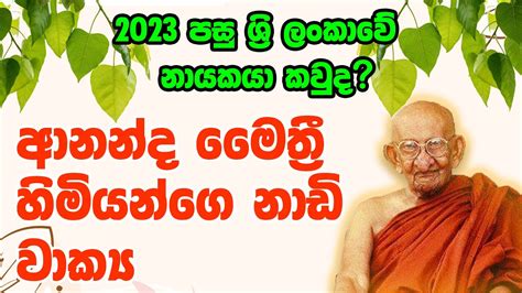 2023න් පසු ශ්‍රී ලංකාවේ නායකයා කවුද ආනන්ද මෛත්‍රී හිමිගේ ප්‍රබල නාඩි වාක්‍ය හෙලිදරව්ව Youtube