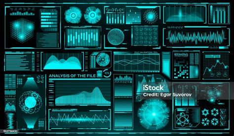 미래의 사용자 인터페이스 집합입니다 Hud입니다 미래 Infographic 요소입니다 기술 및 과학 테마입니다 분석 시스템입니다 그래프와 검사 벡터 일러스트 레이 션 헤드업