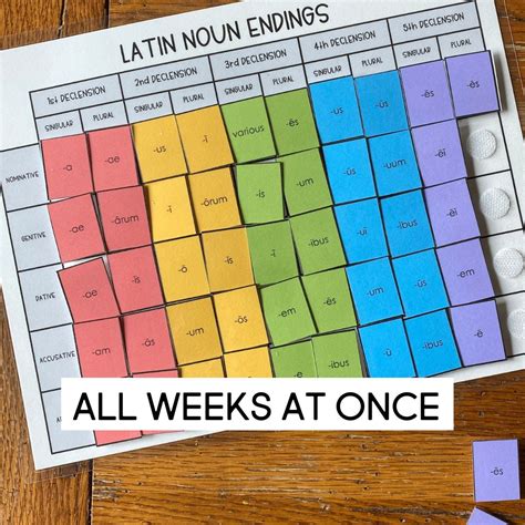 Latin Noun Endings Hands On Chart For Classical Conversations Cycle 1