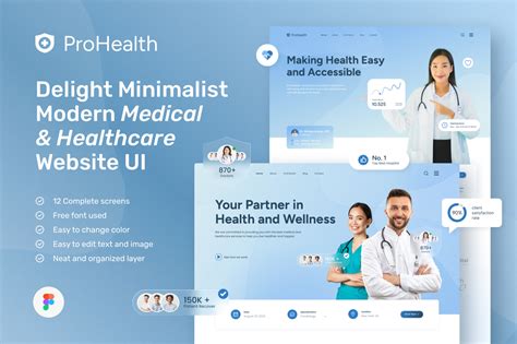 Prohealth Delight Blue Minimalist Modern Medical And Healthcare Website Design On Yellow Images