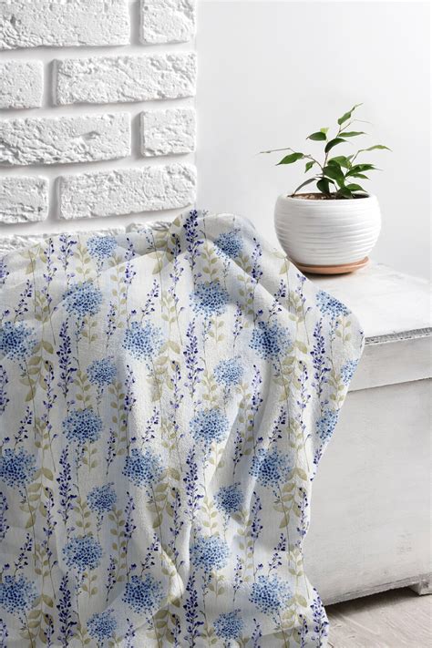 Blue Floral Throw Blanket Flower Blanket Aesthetic Home Decor Room