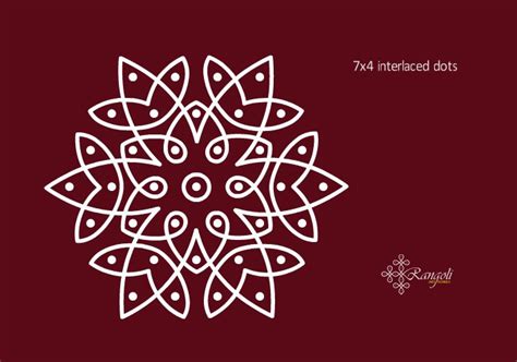 Simple Rangoli Designs With 7x4 Dots Easy Sikku Kolam Designs