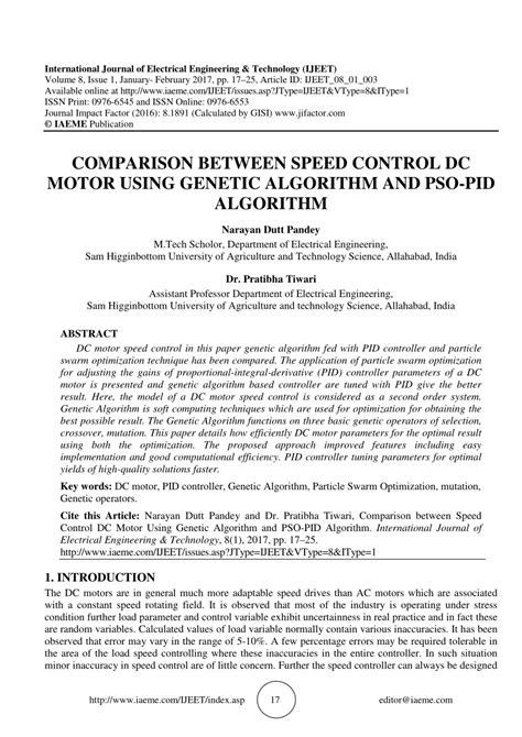 Pdf Comparison Between Speed Control Dc Motor Using Genetic Algorithm