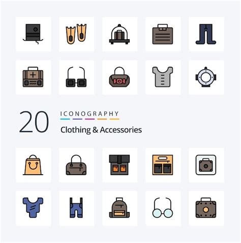 Premium Vector 20 Clothing Accessories Line Filled Color Icon Pack
