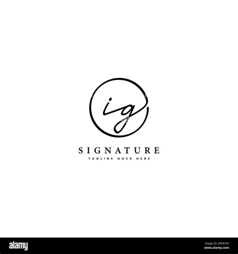 I G Ig Initial Letter Handwritten And Signature Vector Logo Business Template In Round Shape