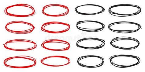 Set Of Red Circle Line Sketch Stock Vector Illustration Of Graphic Highlight 263290832