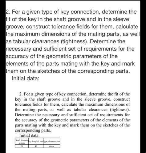 Solved For A Given Type Of Key Connection Determine The Fit Of The