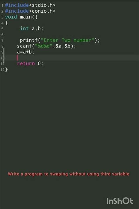Write A C Program To Swaping Without Using Third Variablec Youtube