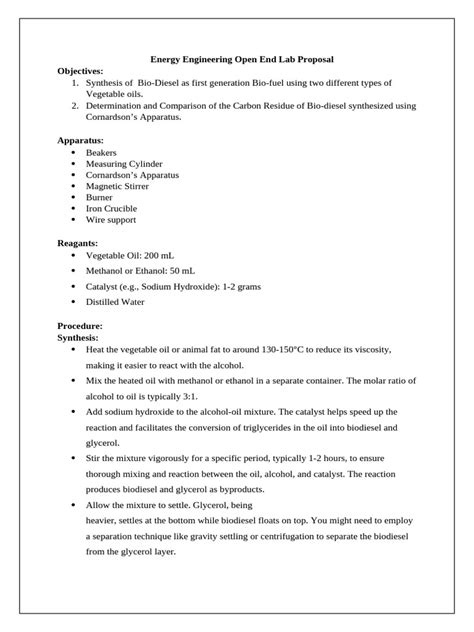 Energy Engineering Open End Lab Proposal Pdf