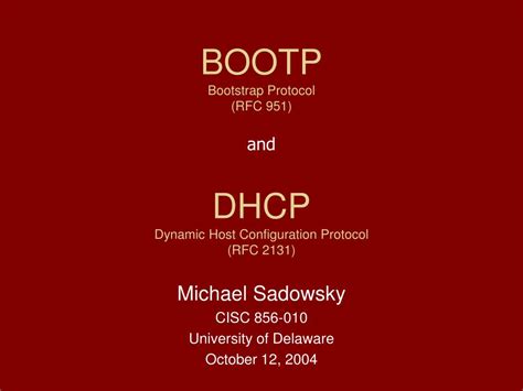 PPT DHCP Dynamic Host Configuration Protocol RFC PowerPoint Presentation ID