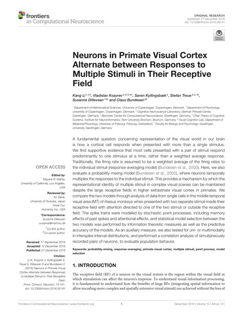 Pdf Neurons In Primate Visual Cortex Alternate Between Responses To Multiple Stimuli In Their