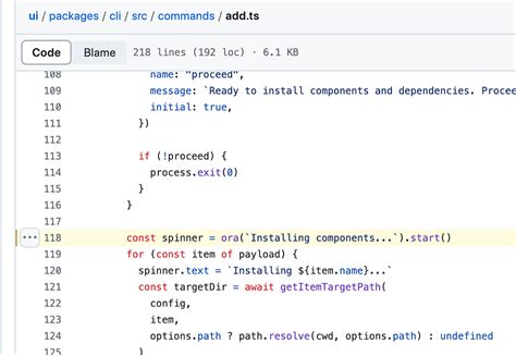 find out how the ora package is used to show a cli spinner in shadcn ui ui source code by