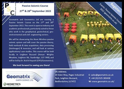 2 Day Course On Passive Seismic Methods Hosted By Geometrics And Geomatrix Geometrics Geometrics