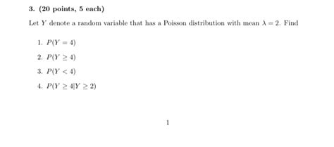 solved 20 ﻿points 5 ﻿each let y ﻿denote a random variable