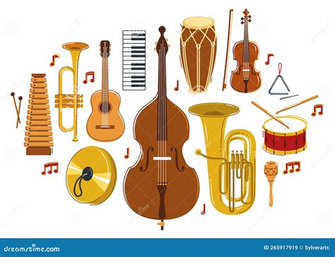 Classical Music Instruments Composition Vector Flat Style Illustration