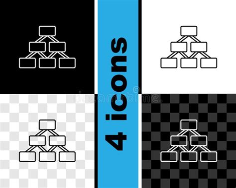 Set Line Business Hierarchy Organogram Chart Infographics Icon Isolated