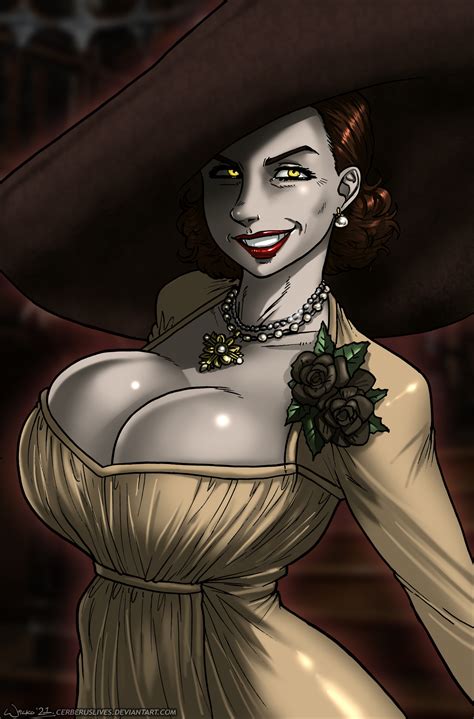 Rule 34 Alcina Dimitrescu Black Rose Breasts Brown Hair Busty Capcom
