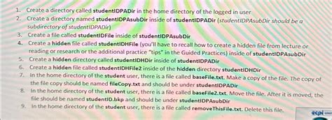Solved Create A Directory Called StudentIDPADir In The Home Chegg