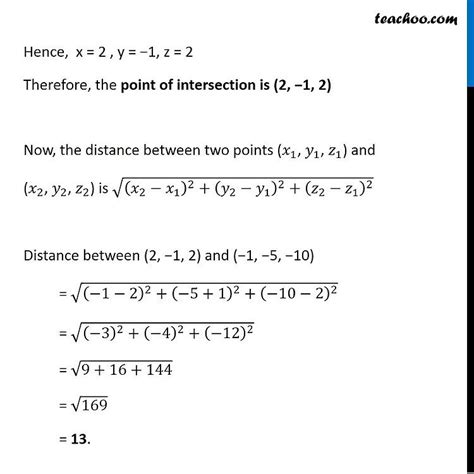 Question Find Distance Of Point From Point Of Inter
