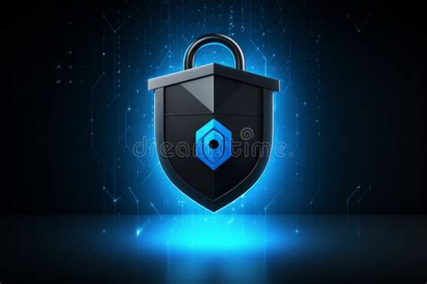 Shield Padlock Digital Security Stock Illustration Illustration Of