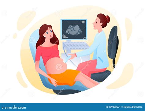 Medical Ultrasound Examination Young Pregnant Woman On Obstetric