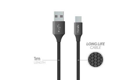 Data Cable Usb To Type C W Ultra Resistant M By Fonex Black Cables Photopoint