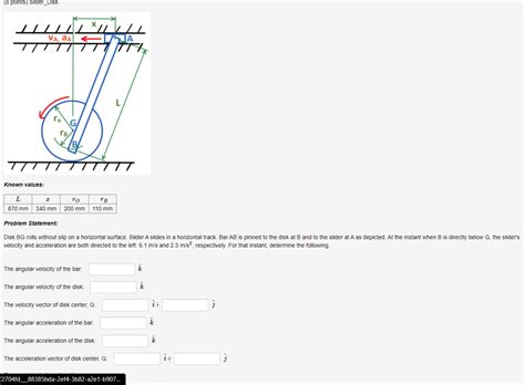 Solved 8 Points Slider Disk Va A L Ro Known Values L 2 Chegg Com