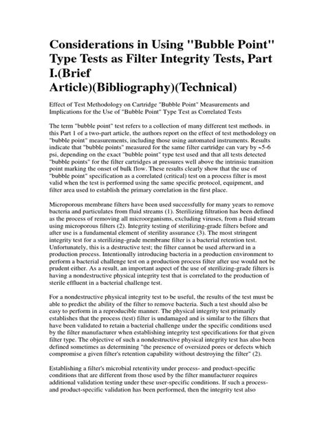 Considerations In Using Bubble Point Download Free Pdf Filtration